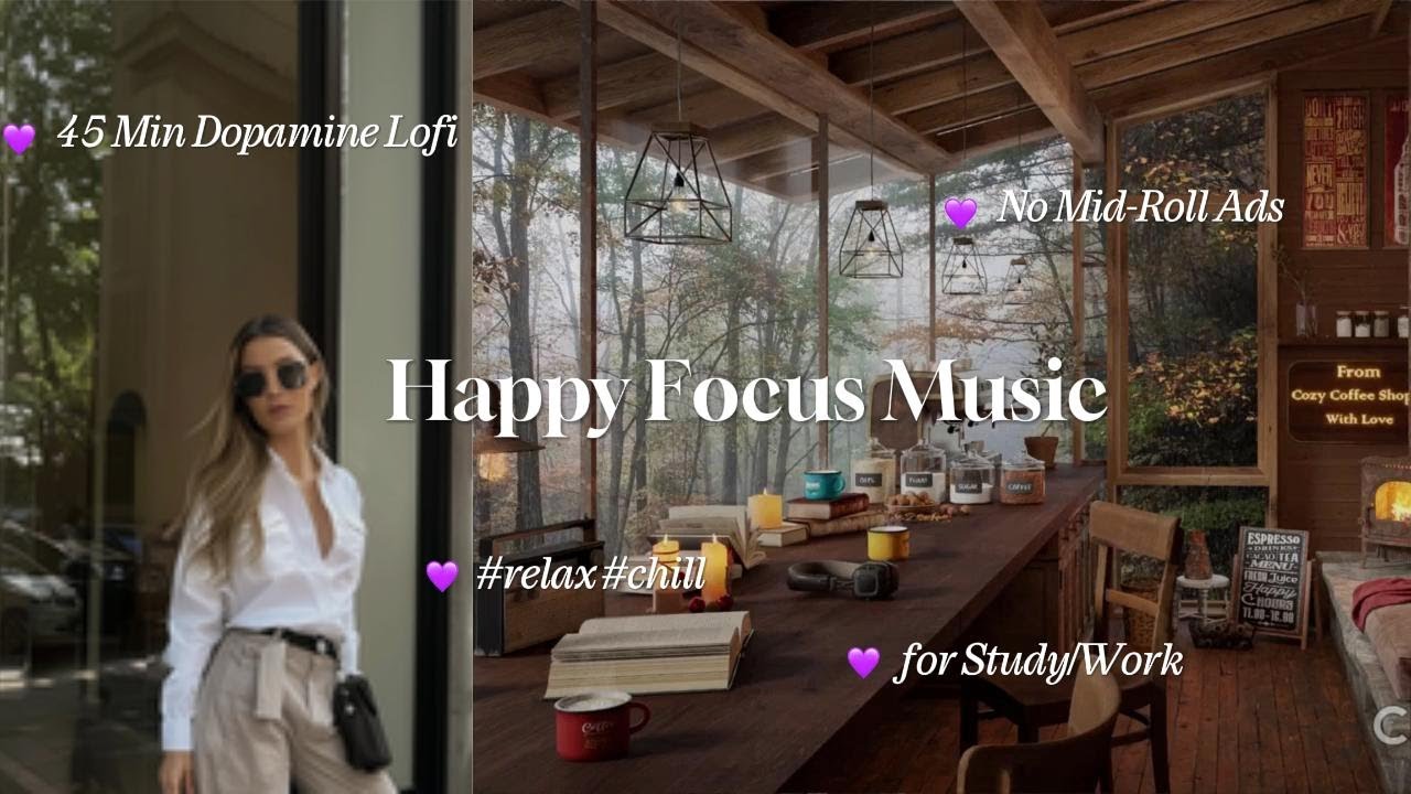 45 Min Dopamine Lofi Happy Focus Music to Study/Work (No Mid-Roll Ads ...