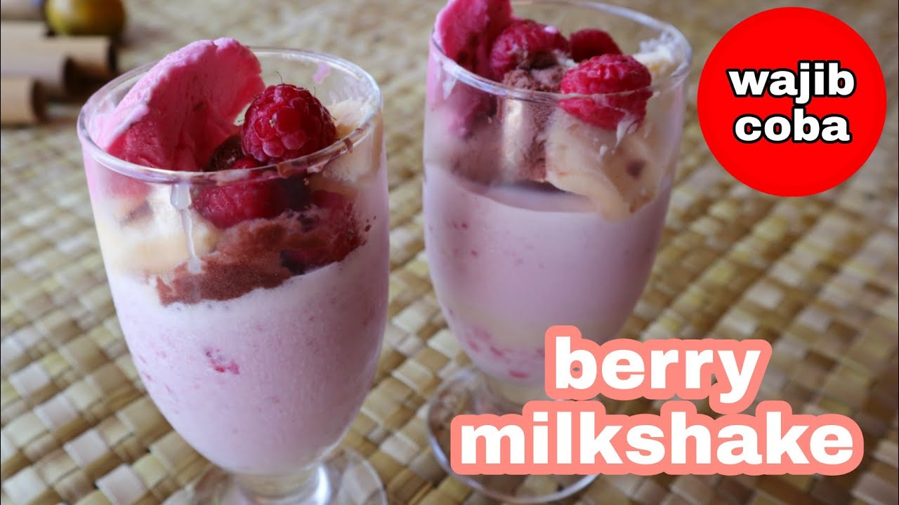 RASPBERRY MILKSHAKE cara membuat milkshake - YouTube