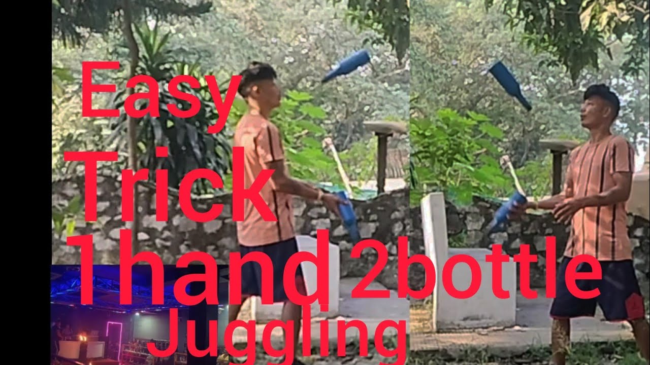 easy trick 1hand 2bottle juggling front and back in English - YouTube