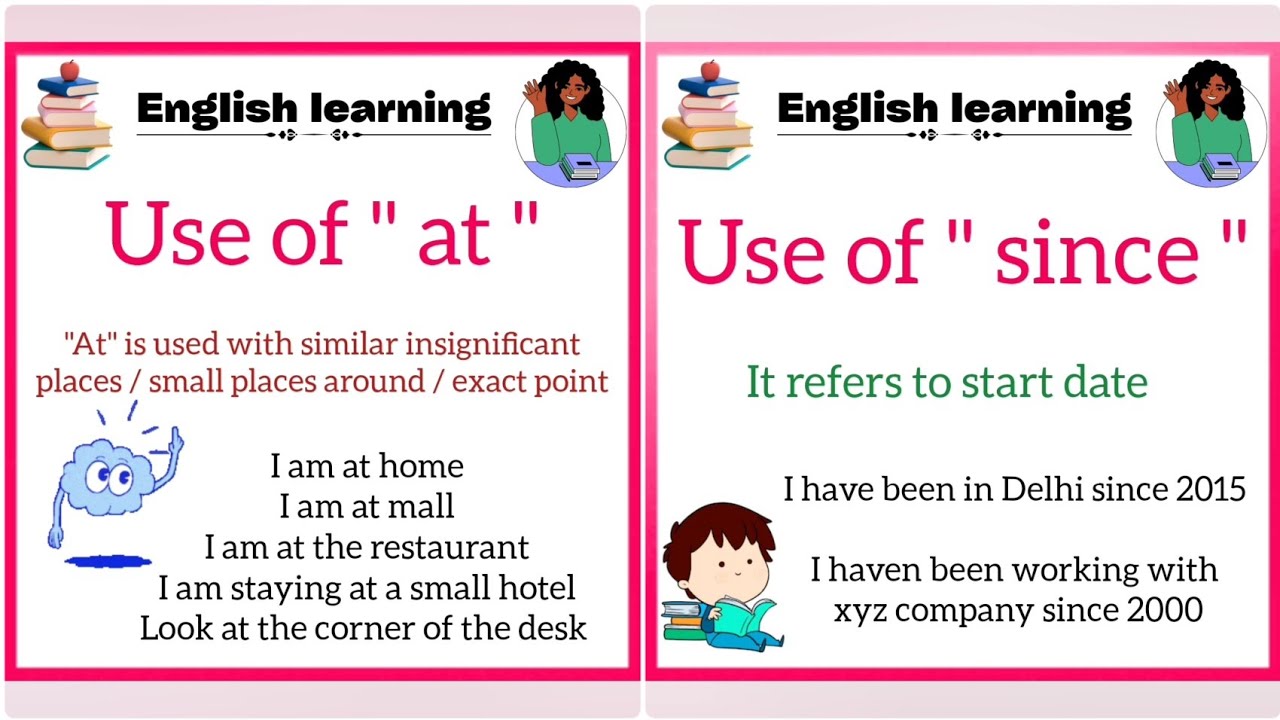Prepositions | Use of " at ,since ,for , to , in " | english improve ...