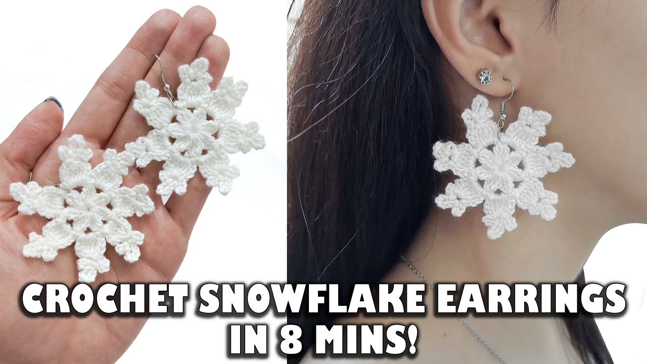 Crochet Snowflake Earrings Tutorial For Beginners (+ENG SUB)! - YouTube