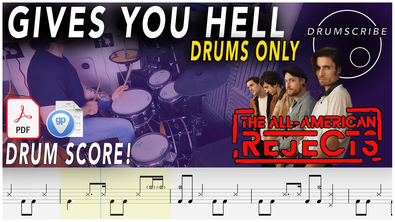 Gives You Hell (DRUMS ONLY) - The All-American Rejects | DRUM SCORE Sheet Music | DRUMSCRIBE ...