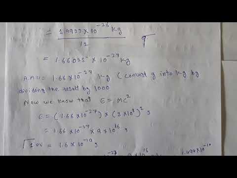 1 A.M.U equal to ......... MeV (atomic mass unit to mega electron volt ...