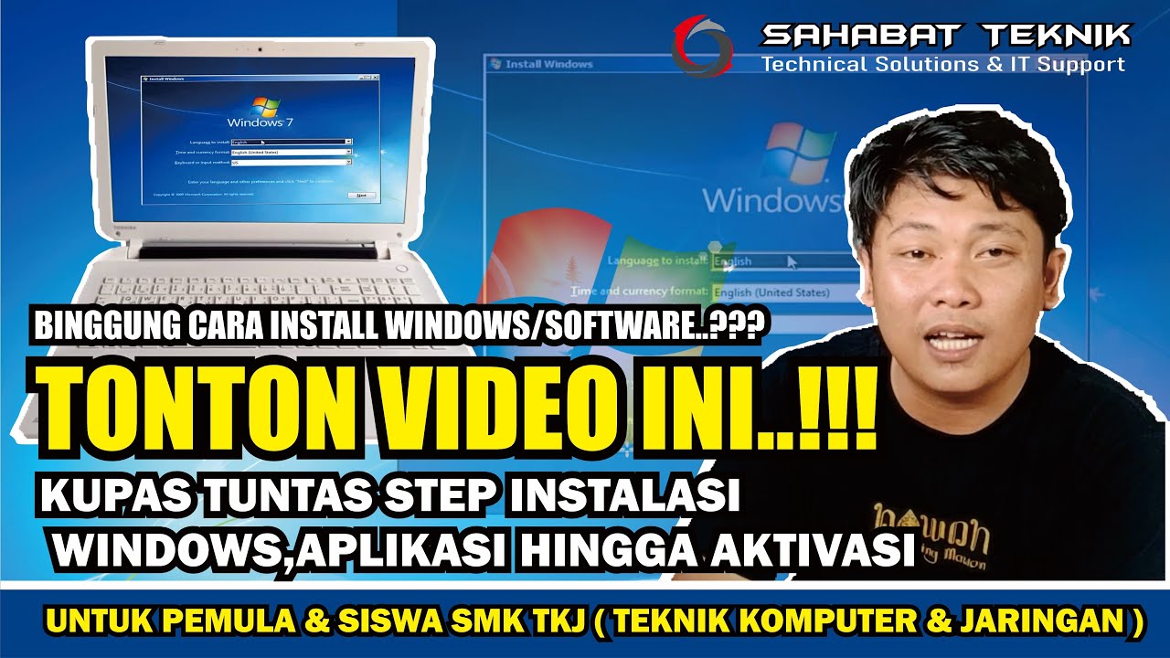 TUTORIAL INSTALL ULANG WINDOWS 7,APLIKASI HINGGA AKTIVASI | UNTUK PEMULA & SISWA SMK - YouTube