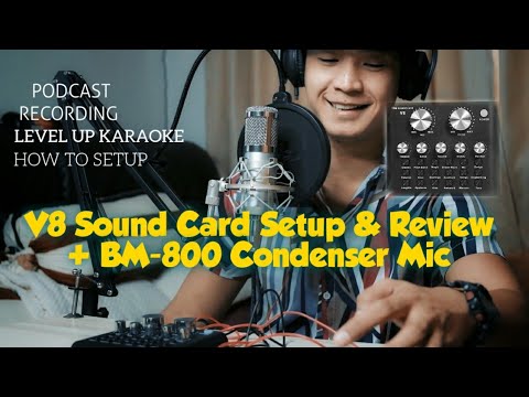 V8 Sound Card full set up and review + BM-800 Condenser Mic (English ...
