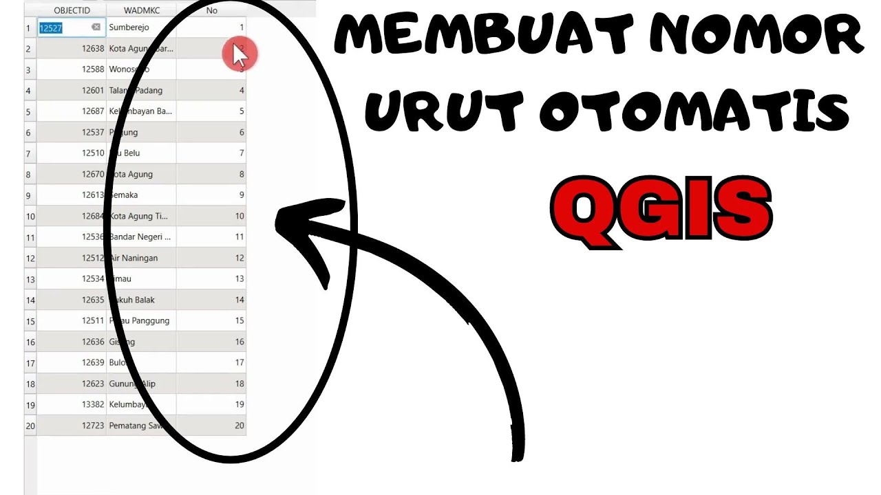 CARA MEMBUAT NOMOR URUT ATTRIBUTE TABLE OTOMATIS DI QGIS - YouTube