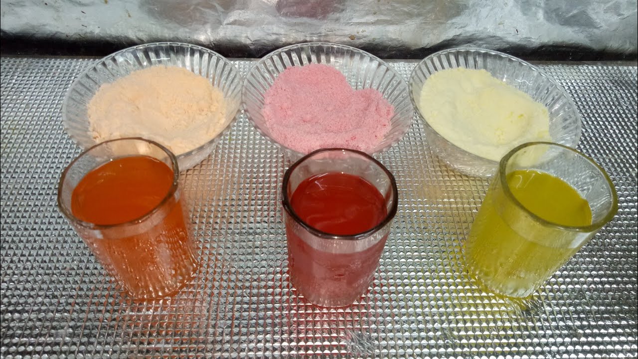 tang juice powder in (3)different flavour with the help of my sister ...