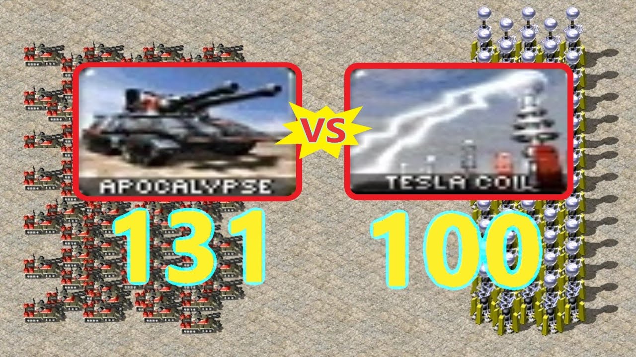 Apocalypse vs Tesla Coil - Same Cost + Power - Red Alert 2 - YouTube