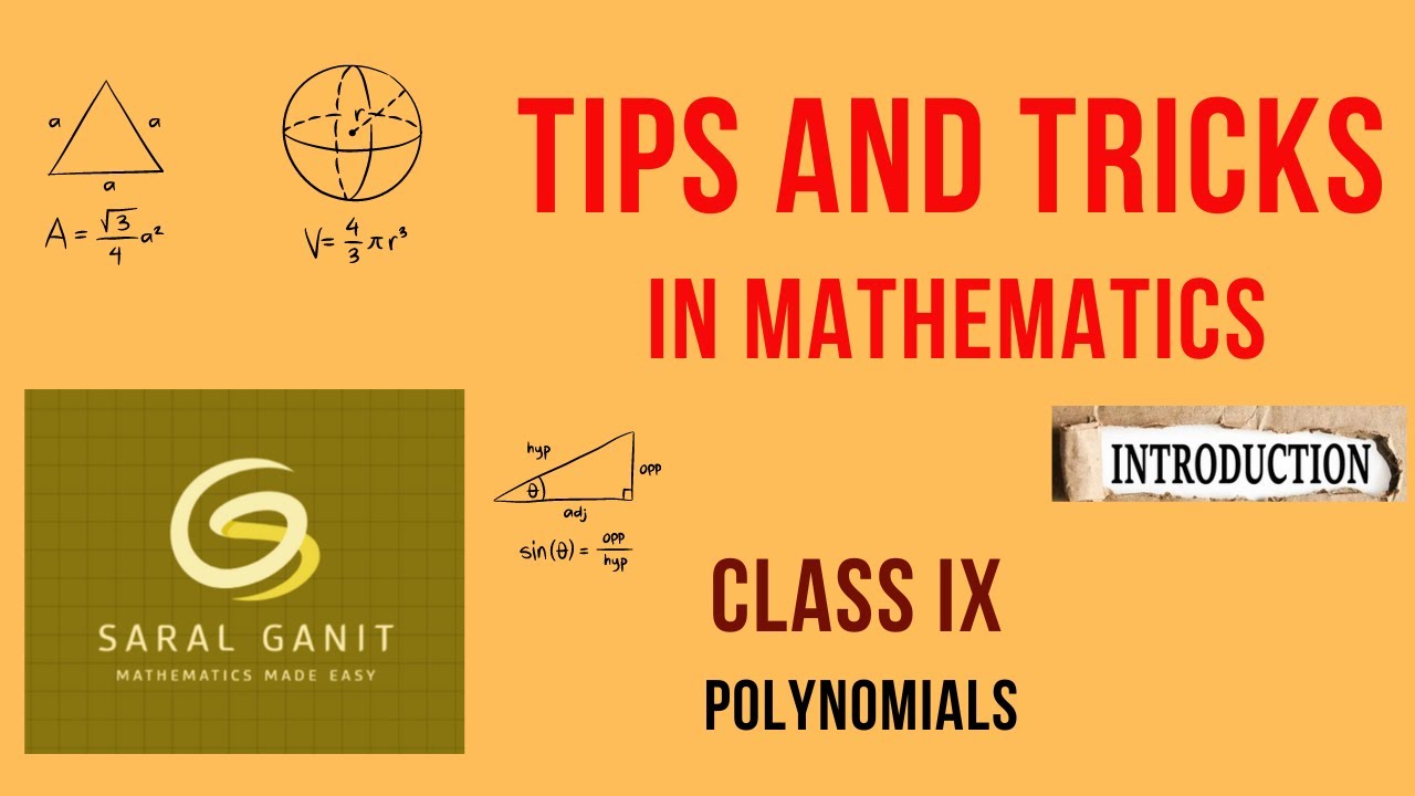 Tips and Tricks in Mathematics Polynomials Class 9 CBSE - YouTube