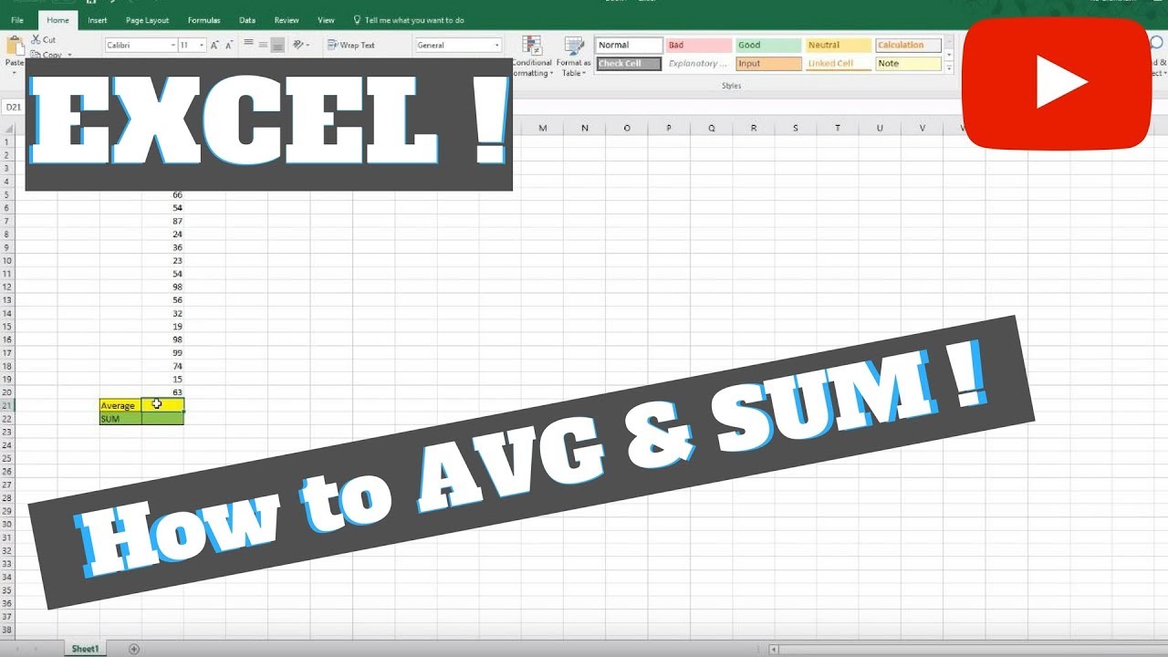 HOW TO Average Sum On EXCEL 2016 YouTube how-to-average-sum-on-excel-2016-youtube
