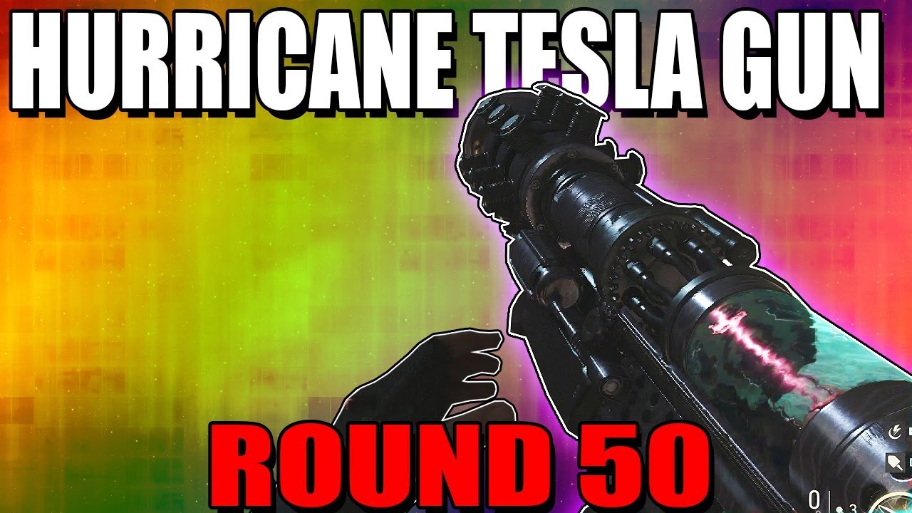HURRICANE TESLA GUN ON ROUND 50 - COD WW2 ZOMBIES - YouTube
