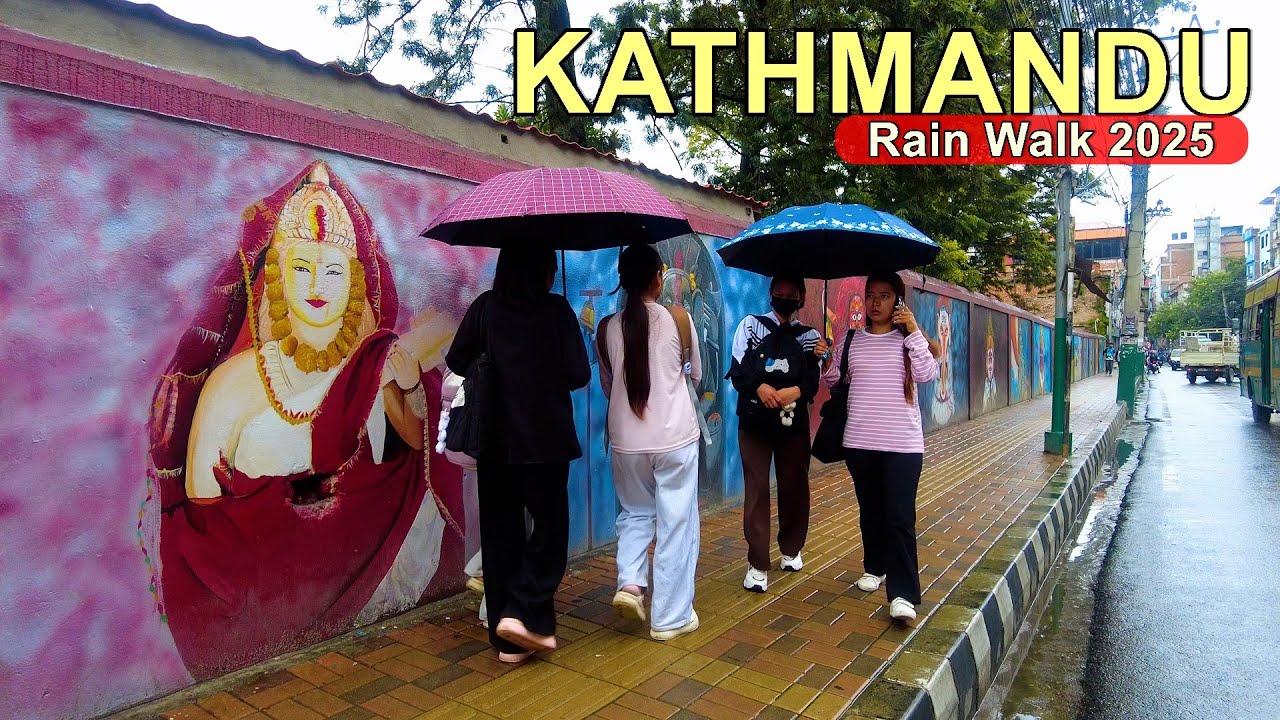 🇳🇵Kathmandu City Morning Hour Rain Walk 2025 Nepal [4K🇳🇵] Ratnapark to ...