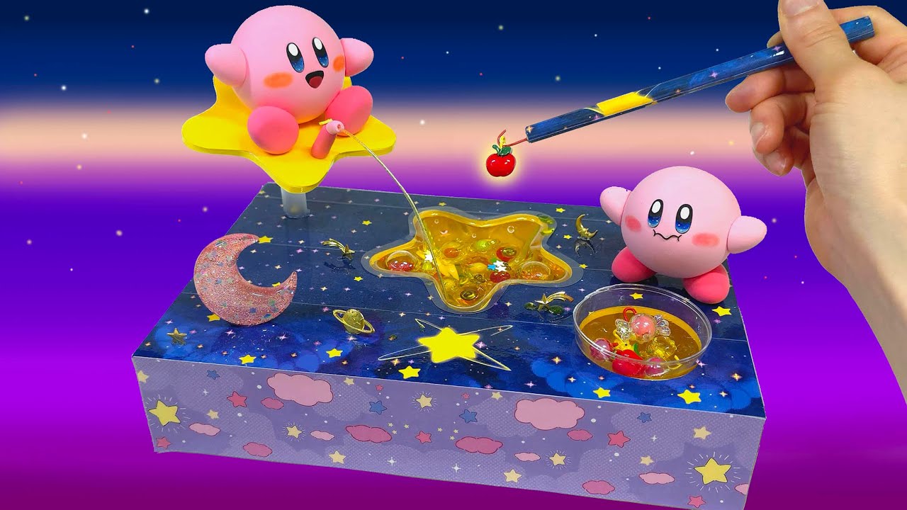 #how DIY Kirby fishing swimming pool★Making Amazing Kirby fishing Toy ...