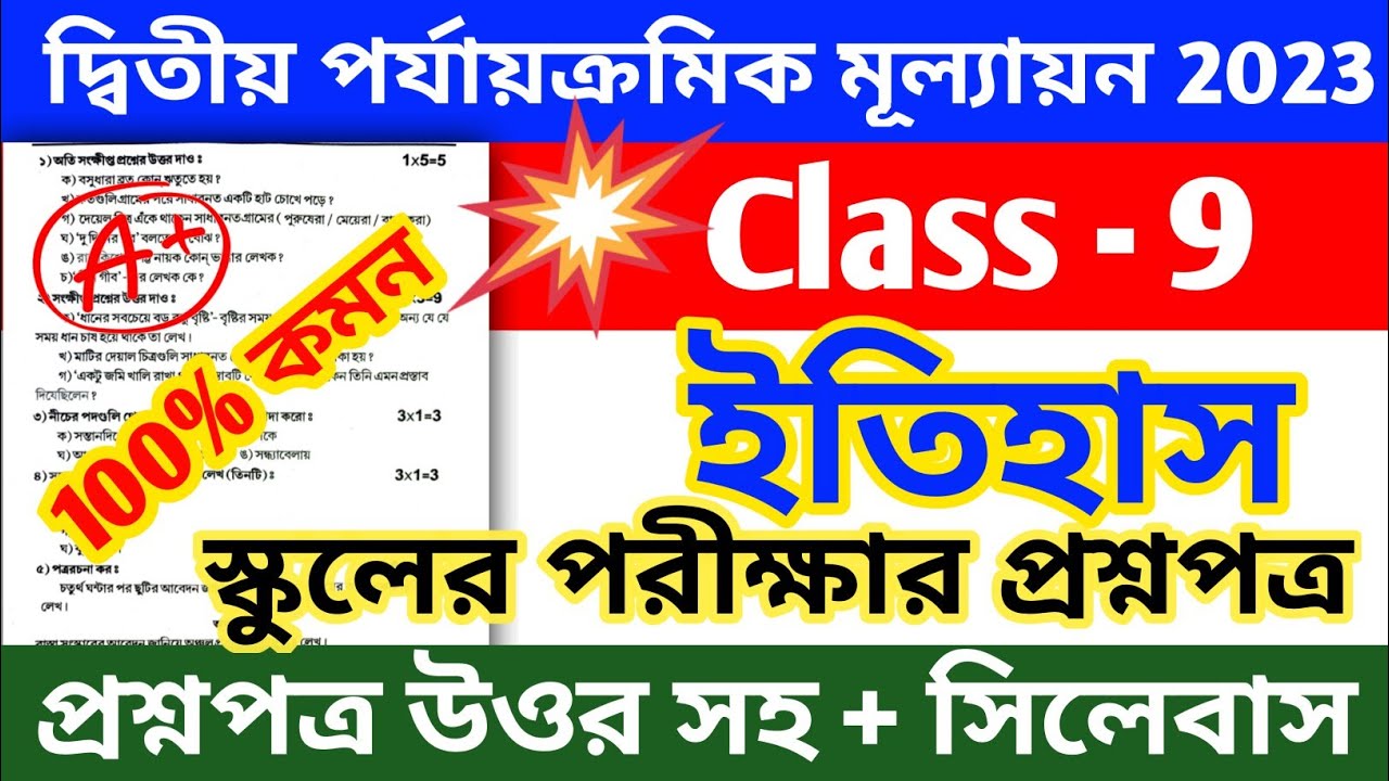 class 9 second unit test history question paper 2023 | class 9 history ...