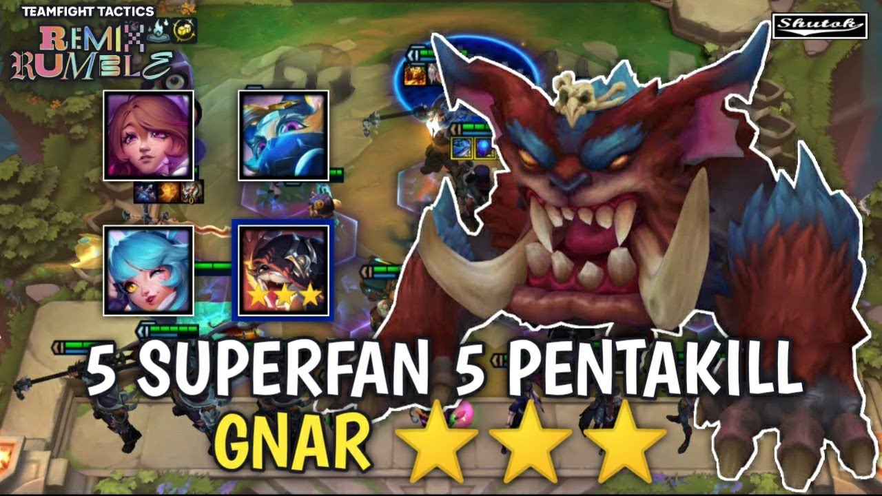 5 Superfan 5 Pentakill Gnar ⭐⭐⭐ Headliner - TFT Remix Rumble (Teamfight ...