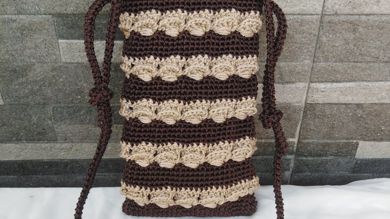 Tas hape rajut dua warna, simpel low budget - YouTube