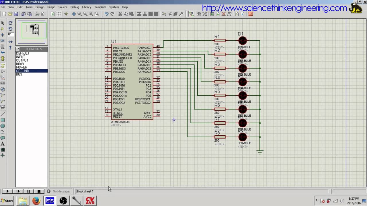 Tutorial Microcontroller Dasar Output Atmega 8535 Part 2 Youtube