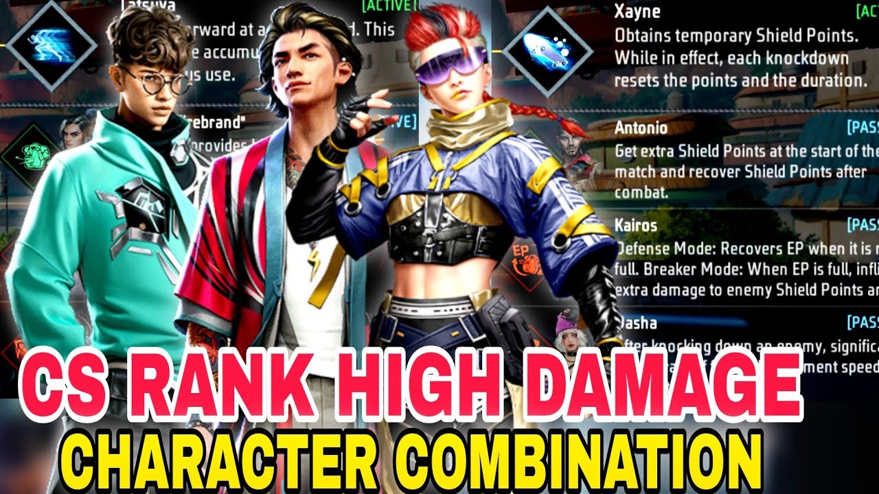CS RANK HIGH DAMAGE CHARACTER COMBINATION || BEST CHARACTER COMBINATION ...