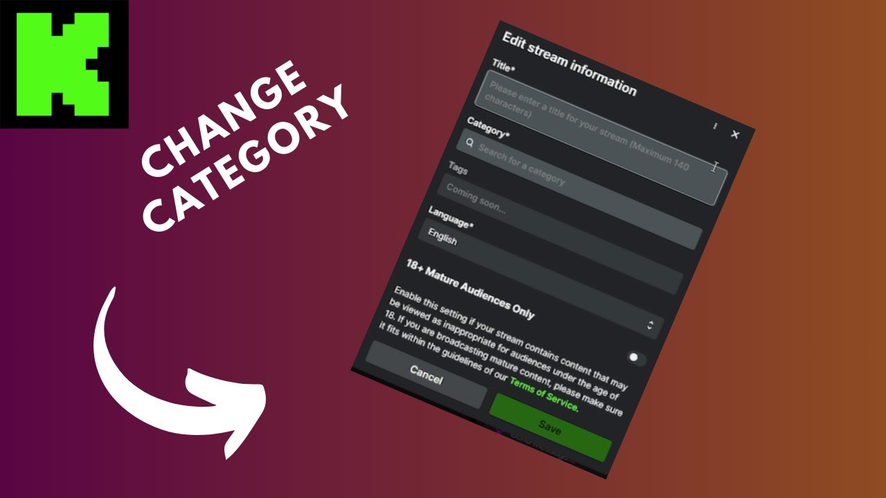 how to change category on kick - YouTube