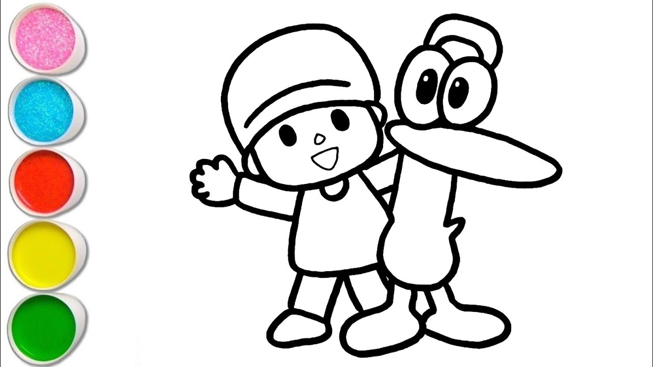 Cute Pocoyo and Pato Drawing, Painting and Coloring For Kids and ...