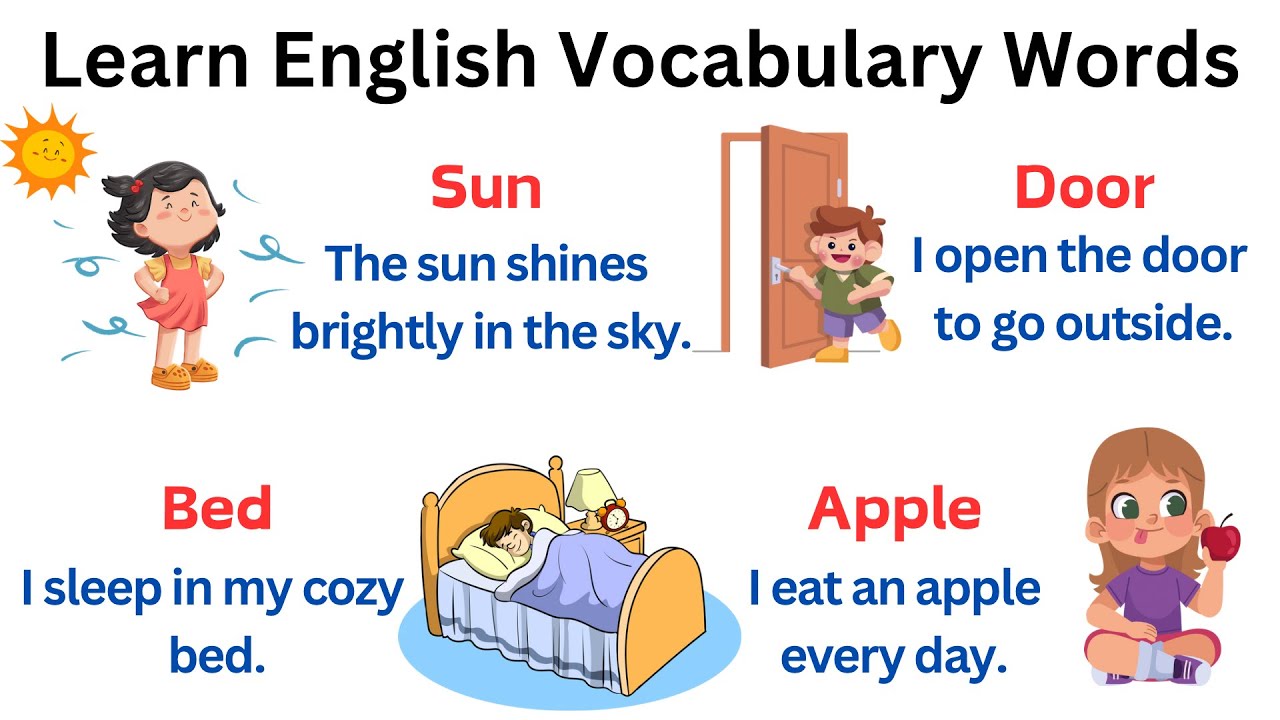 Simple Words with Sentences for Kids | Learn Everyday Words | Daily ...