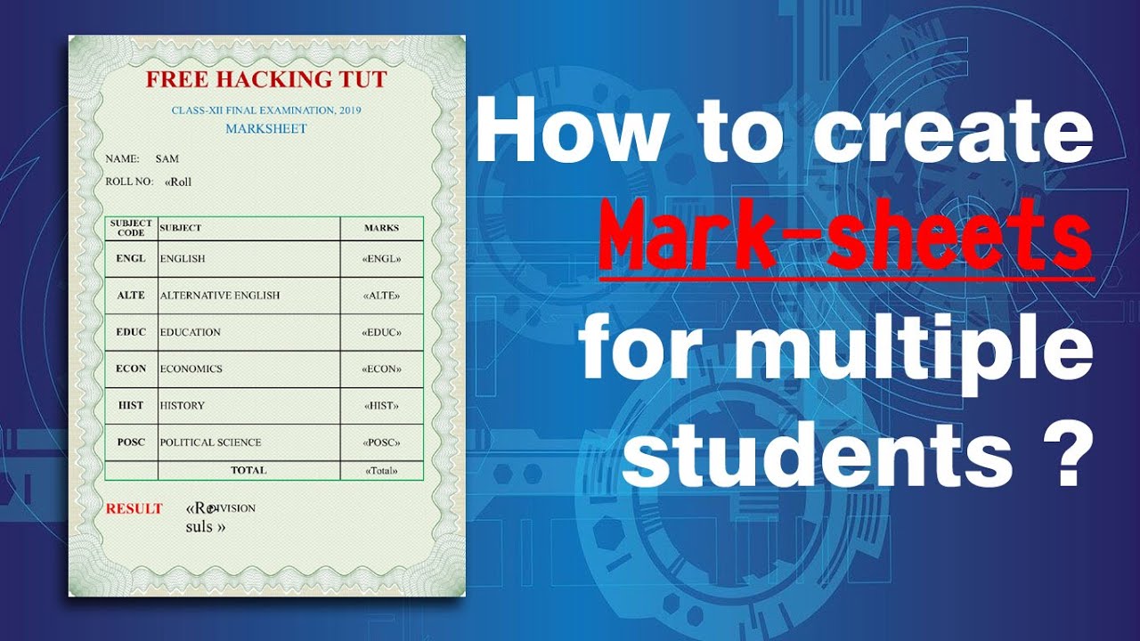 Create Marksheets for multiple students automatically - YouTube