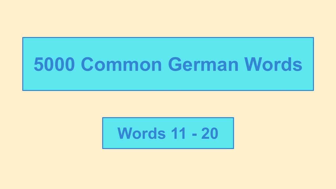 5000 Common German Words - Lesson 002 - YouTube
