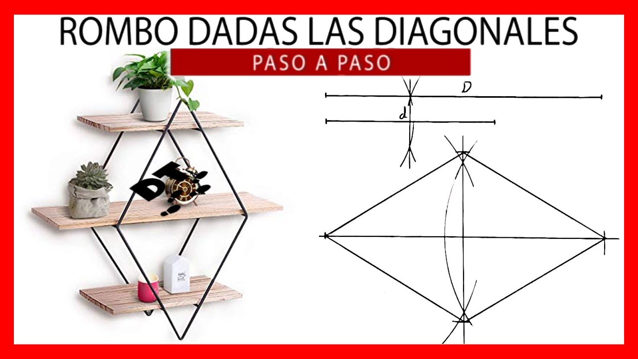 💥♦💥 Construcción de un ROMBO conocidas las DIAGONALES ♦ Dibujo técnico ...