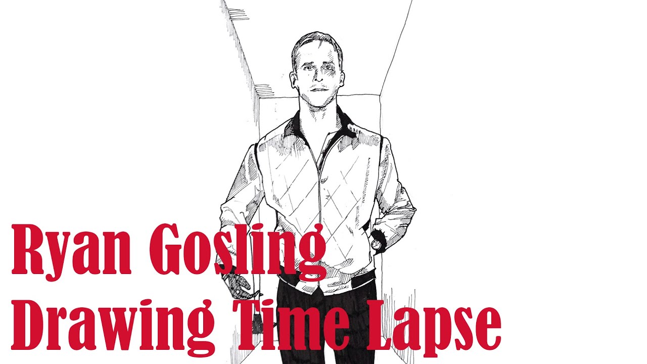 Drawing Ryan Gosling as seen in Drive (2011) - YouTube