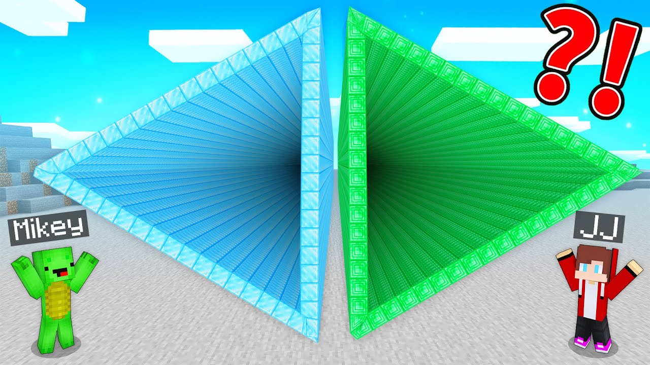 JJ and Mikey Found NEW LONGEST TRIANGLE TUNNEL : DIAMOND vs EMERALD in ...
