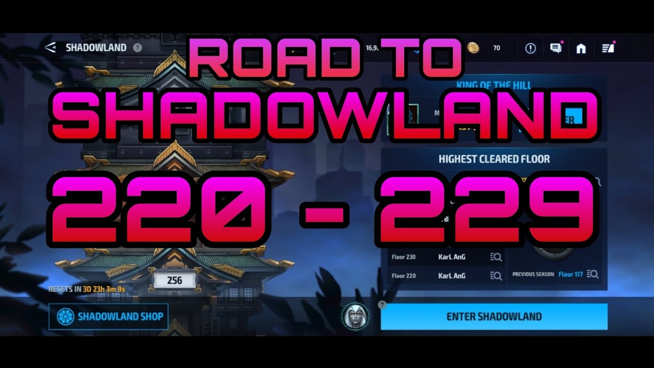 ROAD TO SHADOWLAND 257 | Floor 220 to 229 | MARVEL Future Fight - YouTube