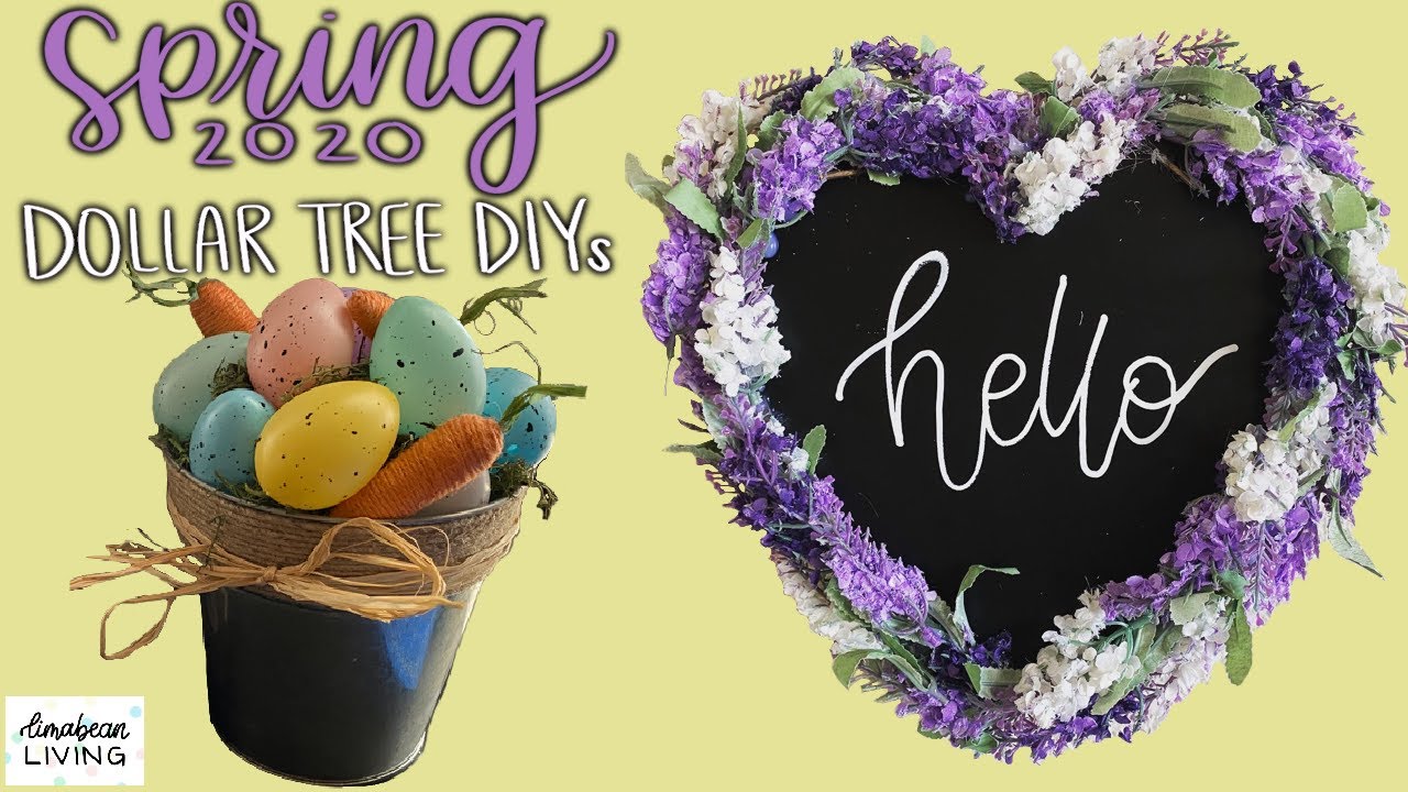 DOLLAR TREE DIY | Lavender Double-Sided Heart Sign & Easter Bucket ...