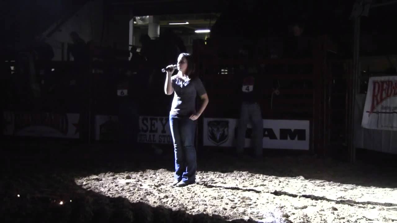 Sidney singing the National Anthem at Ram Bulls and Broncs rodeo - YouTube