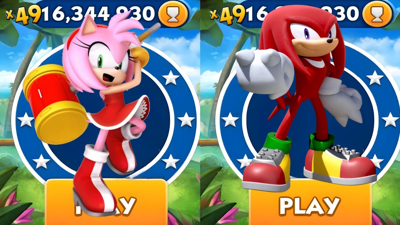 Sonic Dash - Amy vs Knuckles - All Characters Unlocked - Gameplay - YouTube