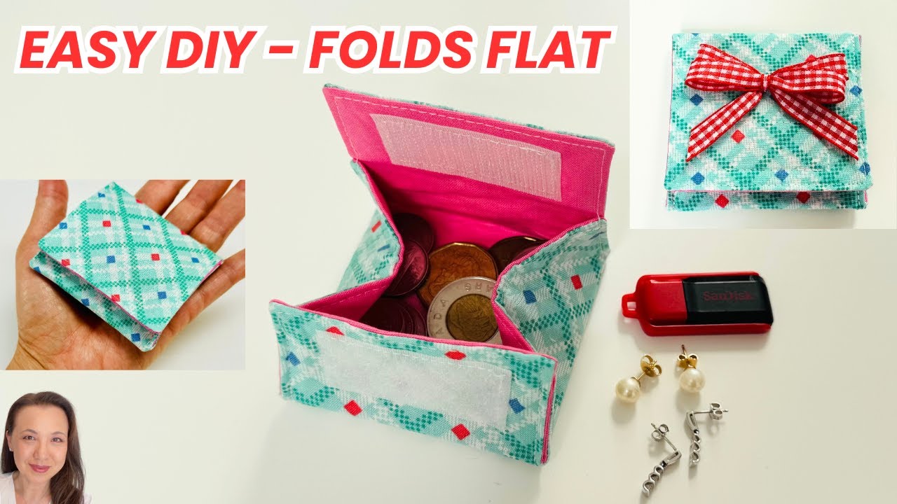 Mini Box Wallet Coin Pouch | Easy DIY How to Sew a Flat Wallet - YouTube