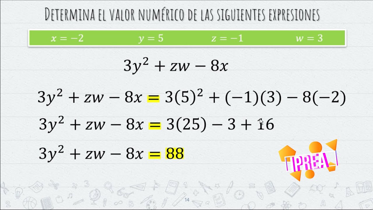Valor numérico de una expresión algebraica - YouTube