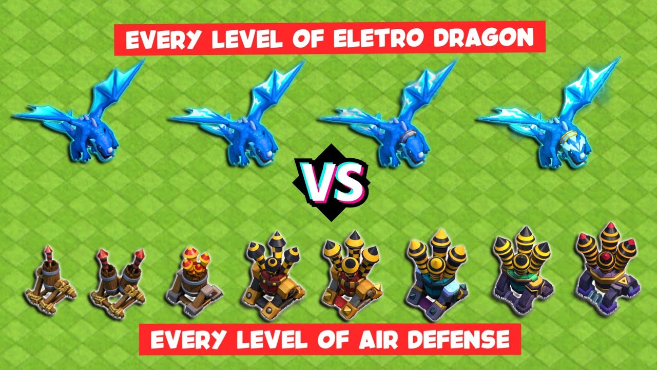 Every level of Electro dragon VS Every level of Air defense | clash of ...