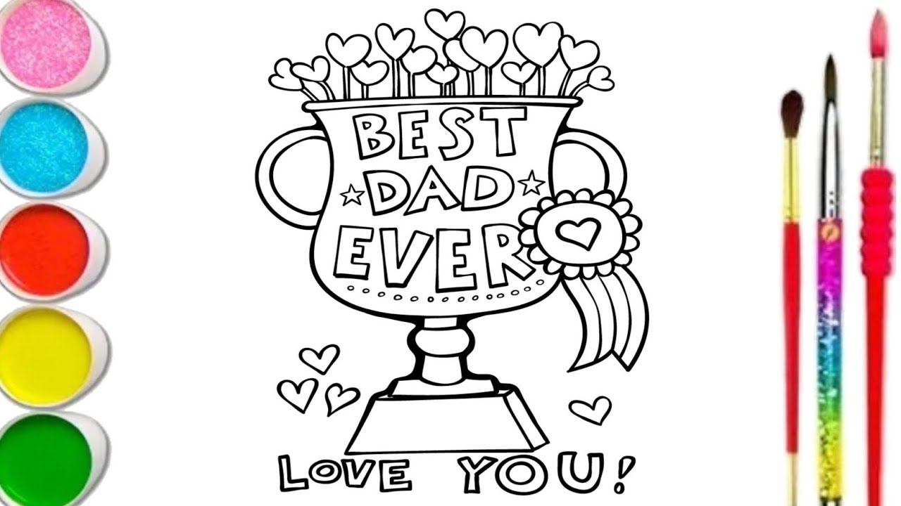 Father's Day Special Super Dad Troffy Drawing | Best Dad Ever Drawing ...