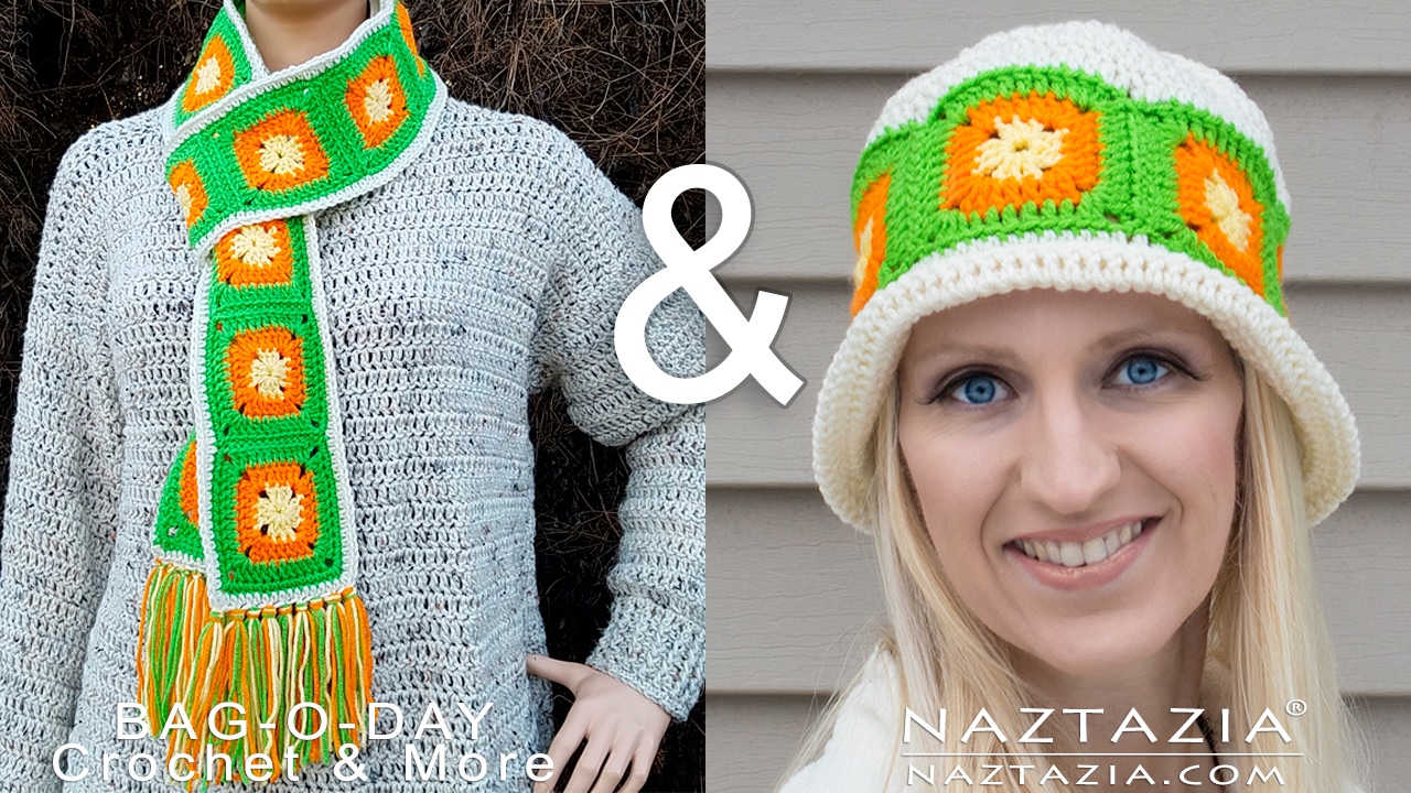 How To Crochet Citrus Splash Granny Square Scarf TUTORIAL #366 Collab ...