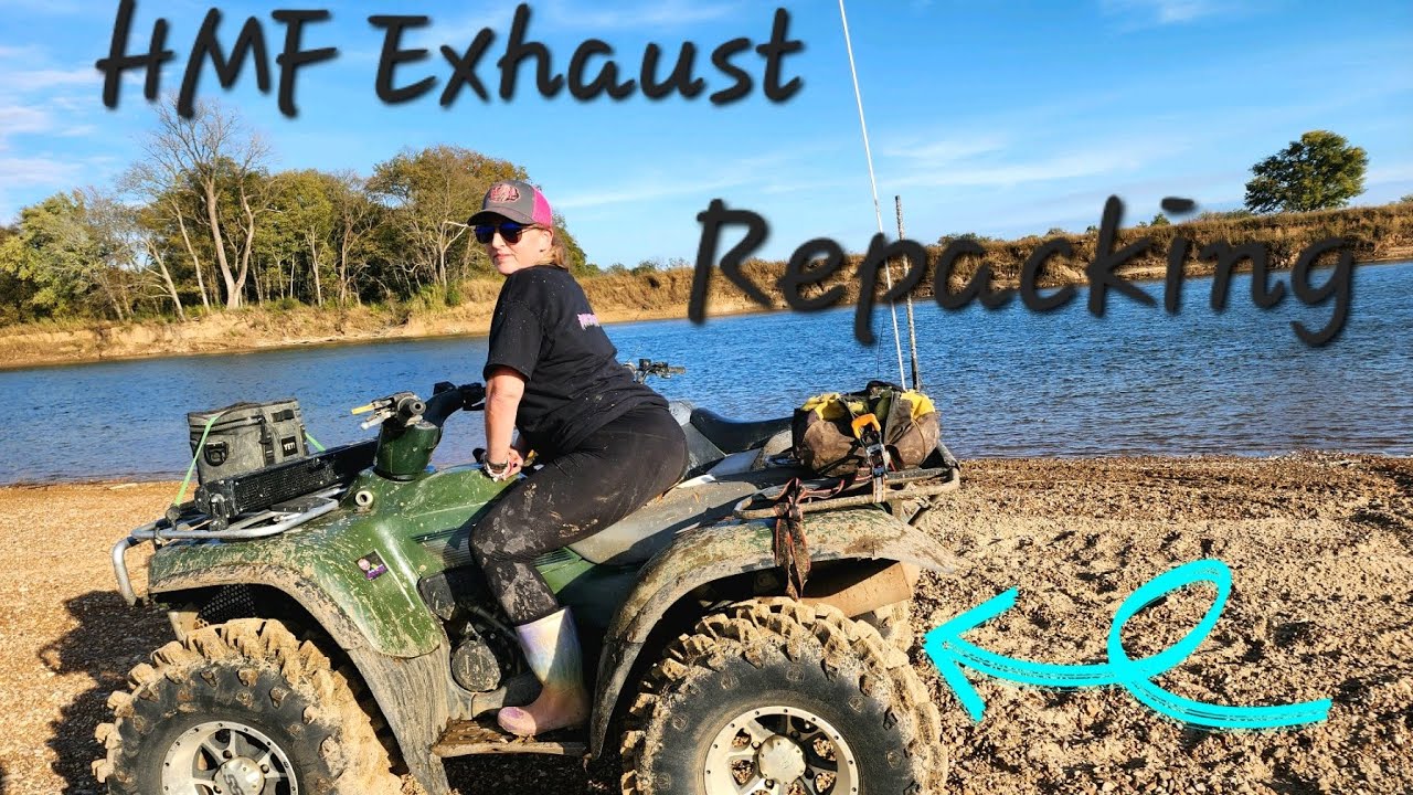 Hmf exhaust repacking on Kawasaki prairie 650 - YouTube