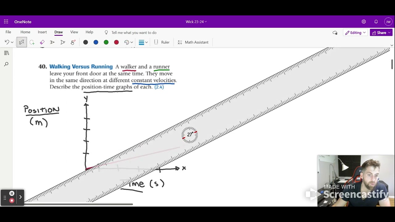 Position-time graph Walking vs. Running - YouTube