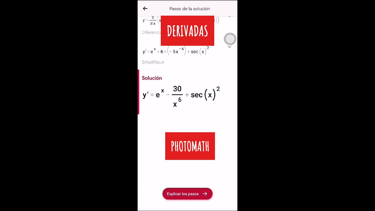 #4 Derivada de una función, comprobamos en PHOTOMATH - YouTube