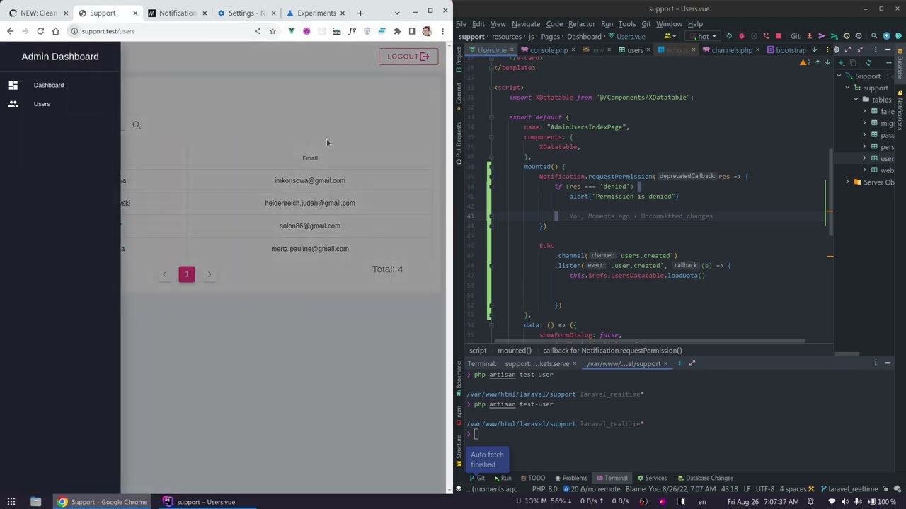 7 Laravel Realtime Users Registration Desktop Notification Youtube