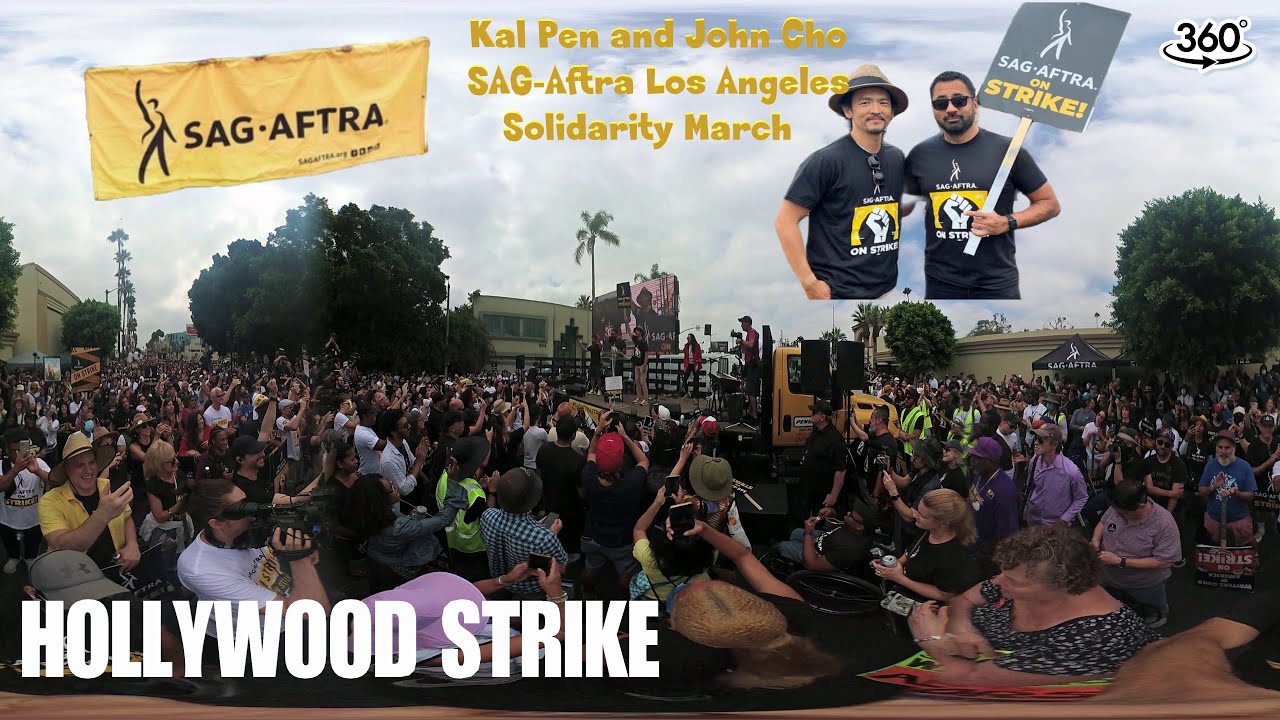 Kal Pen & John Cho at SAG-Aftra Los Angeles Local Solidarity March ...