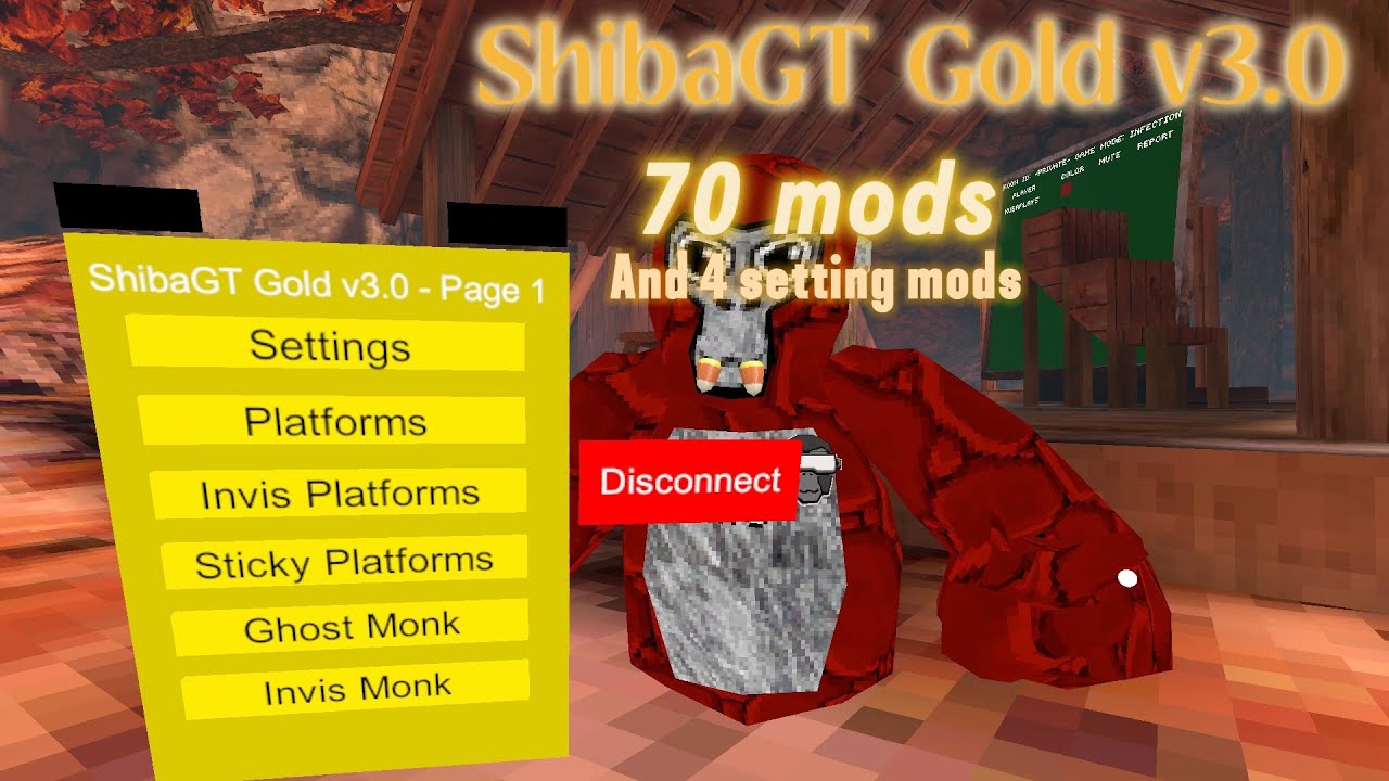 ShibaGT Gold Menu v3.0. Cheapest paid menu. (gorilla tag) - YouTube