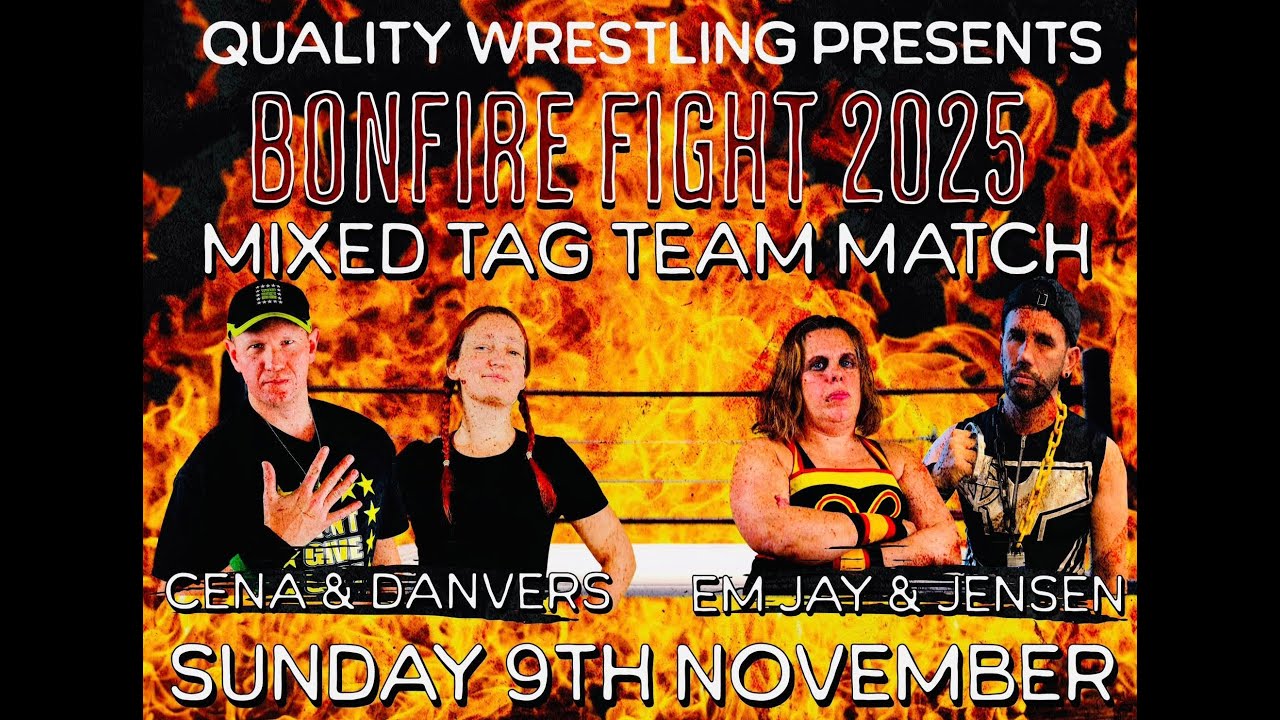 QW Bonfire Fight 2025 Mixed Tag Team Match- Theory & Em Jay vs Cena ...