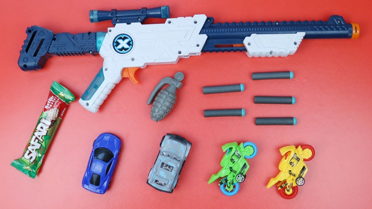 Box Of X shot guns! Many colorful toy from the box vedio for kids - YouTube