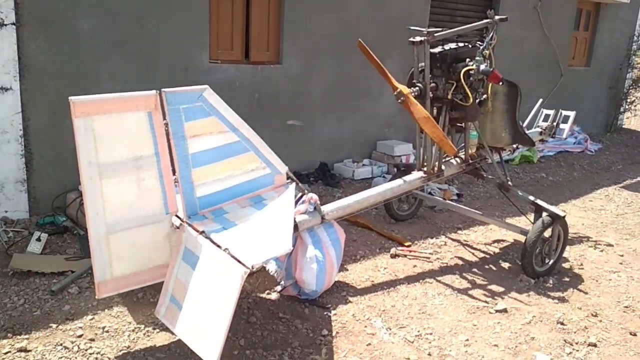 HomeMade Aeroplane Aircraft, Test Run Propeller and Engine, Made In ...