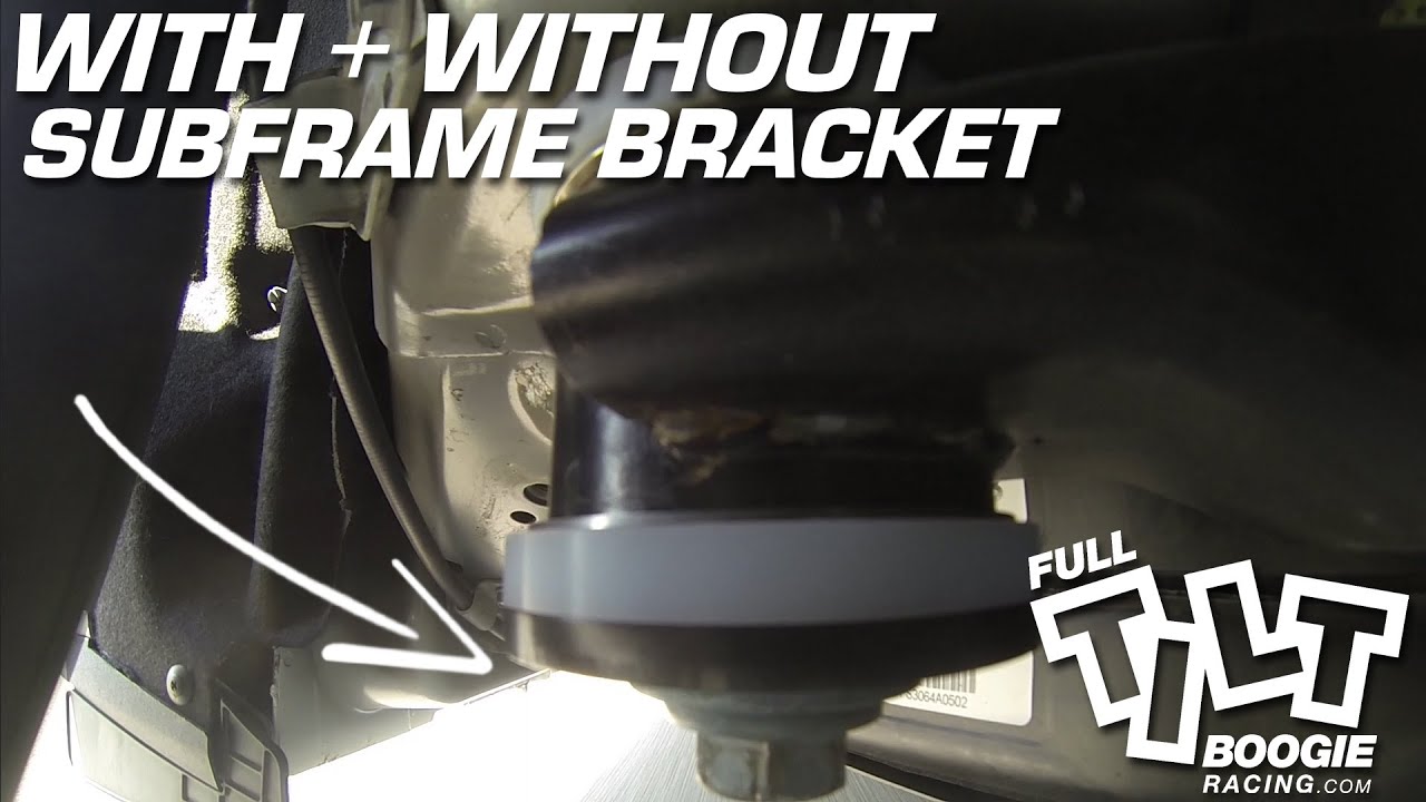 S550 Mustang subframe mount with and without factory support bracket ...