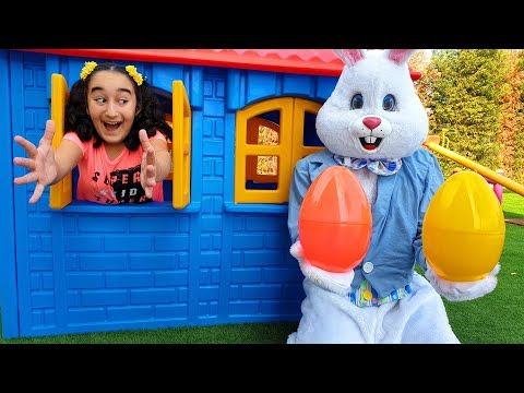 Gamze and Rabbit Man Learn Colors With Nursery Rhymes Song and Easter Egg